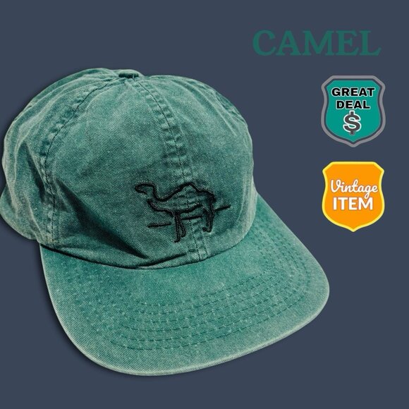 Camel | Accessories | Vintage Camel Hat Cap Strap Back Dad Green Nos 9s ...